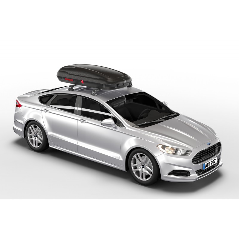 Preassembled carbon look roof box 400L