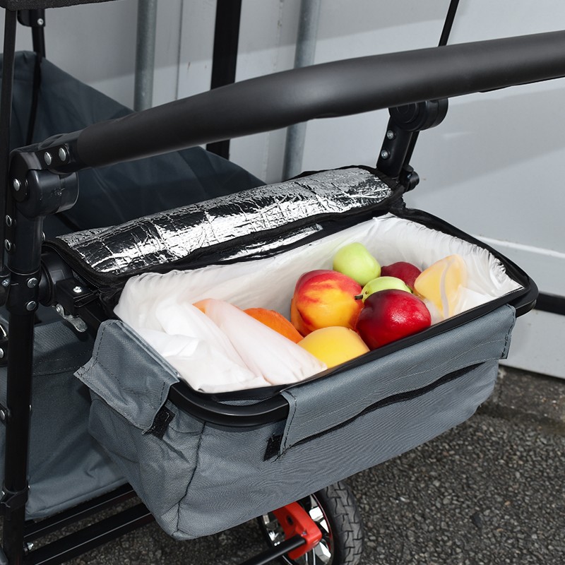 Foldable trolley with roof and cool box